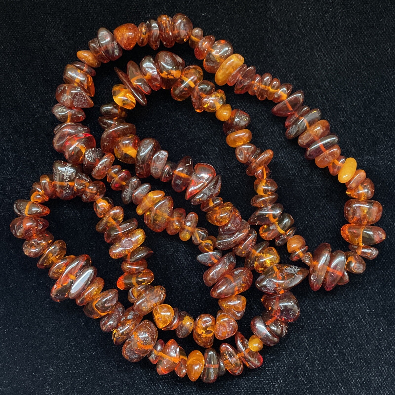 ANTIQUE VINTAGE GENUINE BALTIC AMBER LONG BEAD NECKLA… - Gem