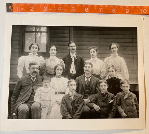 Large B/W Vintage Photo Of A 13 Member Family From Newark 1896, 8.5x11 ...
