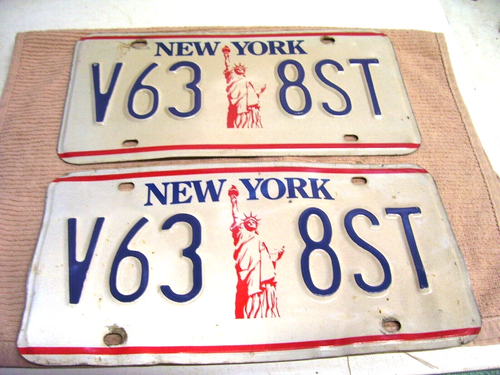 Matching Set Statue of Liberty New York License Plates Pair V63-8ST ...
