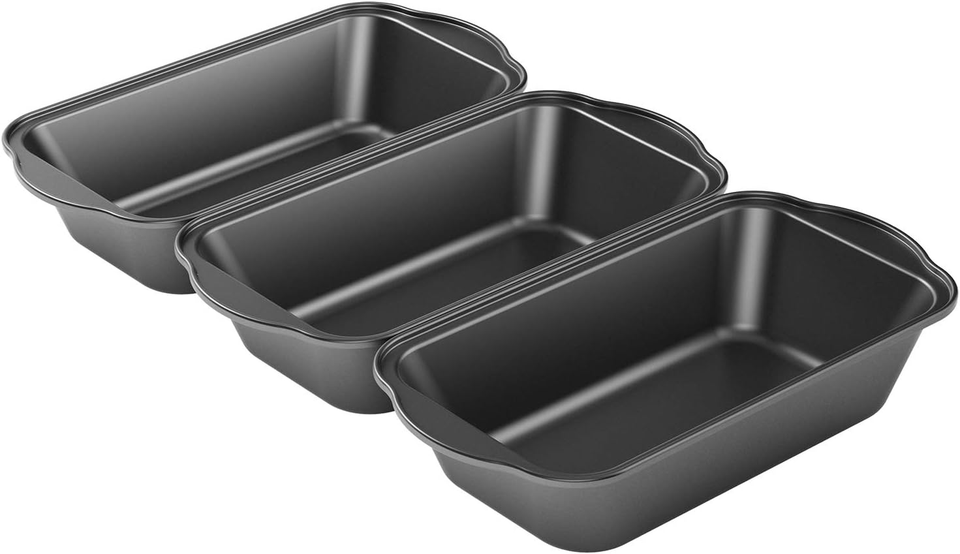Tiawudi 3 Pack Nonstick Carbon Steel Baking Bread Pan, Large Loaf Pan ...