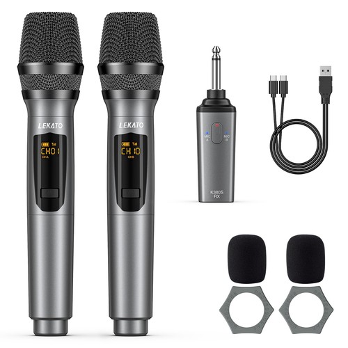 LEKATO K380S Wireless Microphone Rechargeable Dynamic Microphone UHF ...