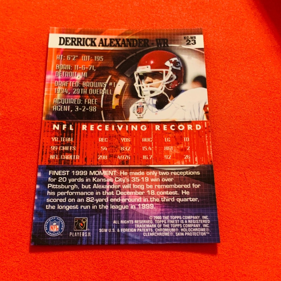 Derrick Alexander .. Kansas City Chiefs .. 2000 Topps Finest Base Card ...