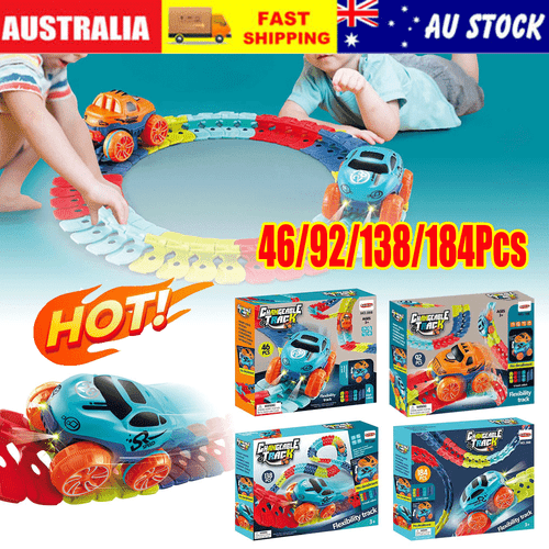 Flexible Rail & Electric Car Set Changeable Track LED Lighting Race Car ...