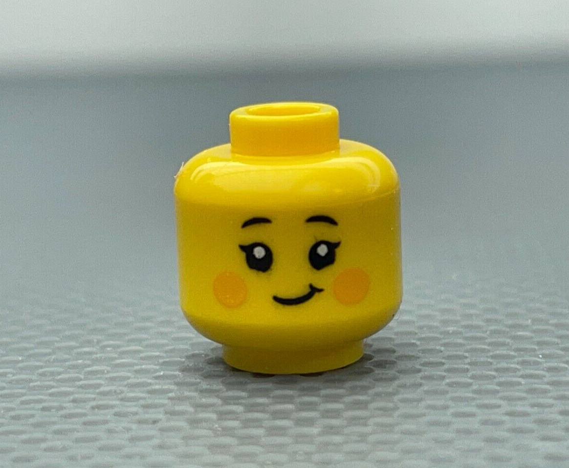 LEGO Minifigure Yellow Head Female Black Eyebrows Orange Cheeks Closed ...