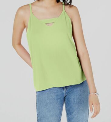 $40 Bar III Women's Green V-Neck Zip-Back Halter Tank Top Size Large | eBay