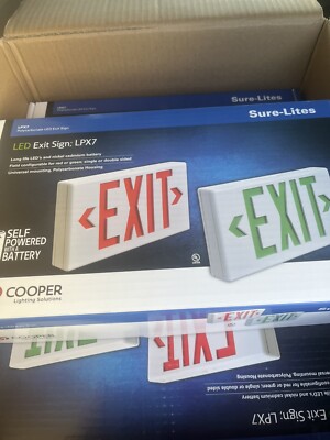 Cooper Lighting Sure-Lites LPX7 Exit Sign Single Double Face Red Green ...