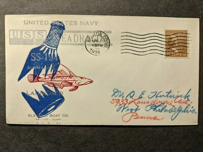 Submarine USS SEADRAGON SS-194 Naval Cover 1939 HUTNICK LAUNCH Cachet ...