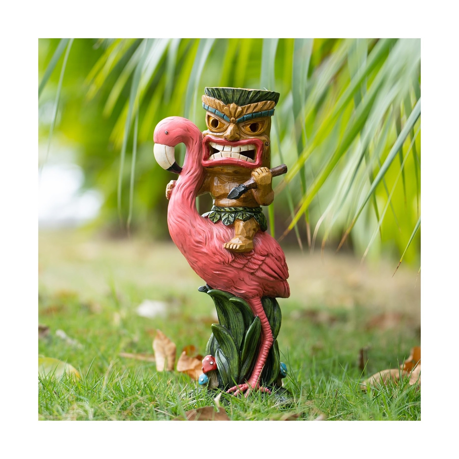Solar Tiki Statue-Outdoor Statues-Tiki Bar Decor - Solar Powered Garden ...