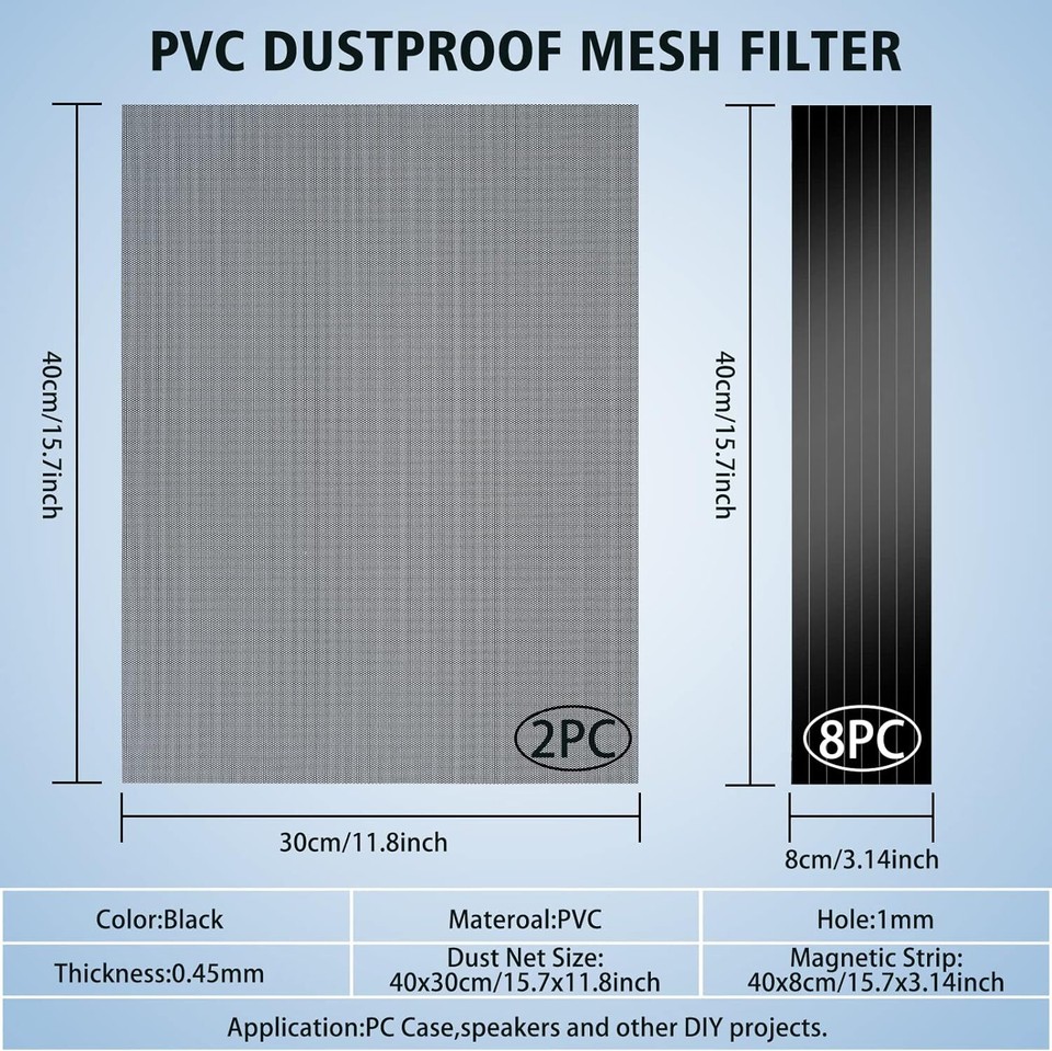 400X300mm Diy Pc Case Dust Mesh Filter, 2Pack Pvc Dustproof Mesh Filter ...