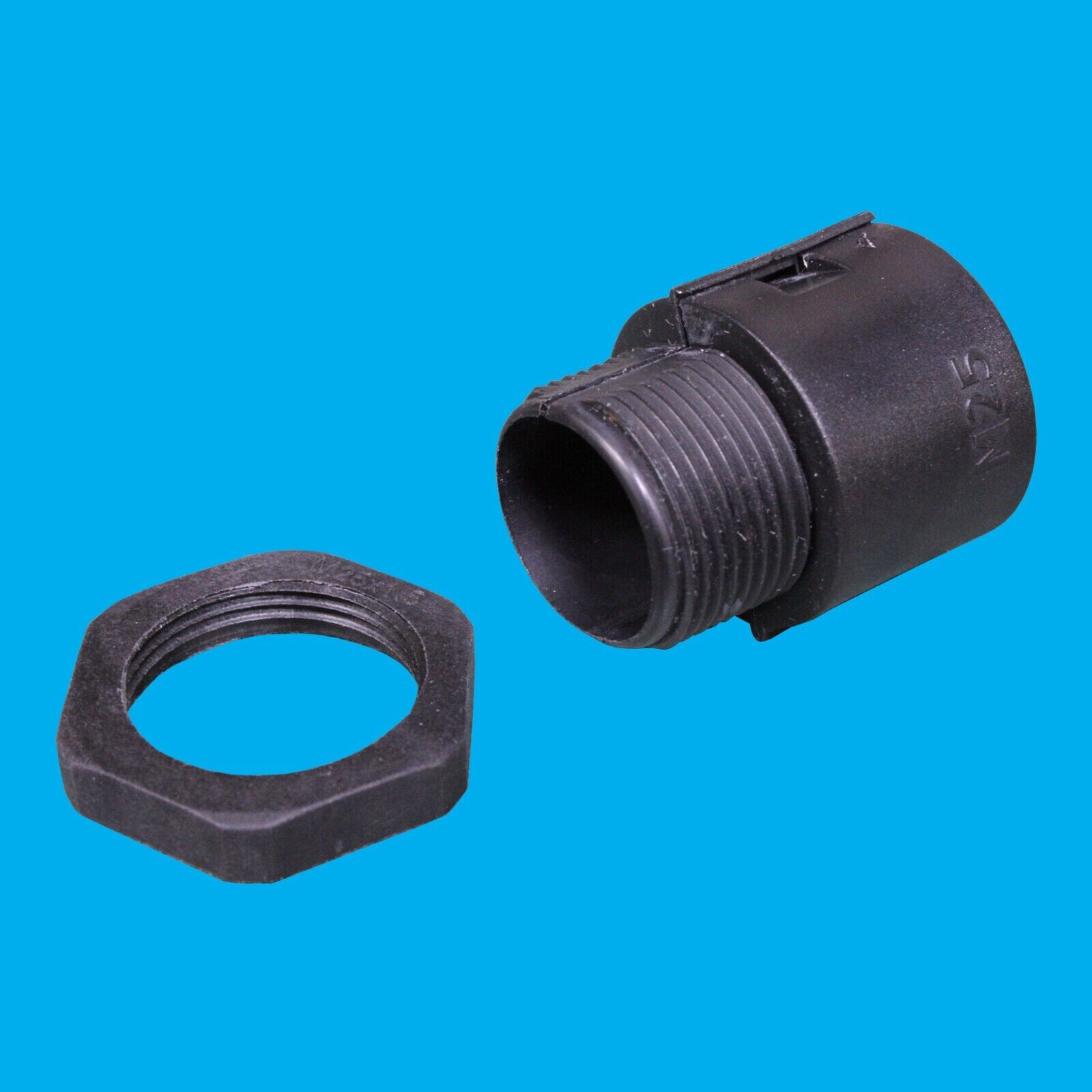 2x Black M25 Plastic Cable Stuffing Locknut Threaded Flexible Conduit ...