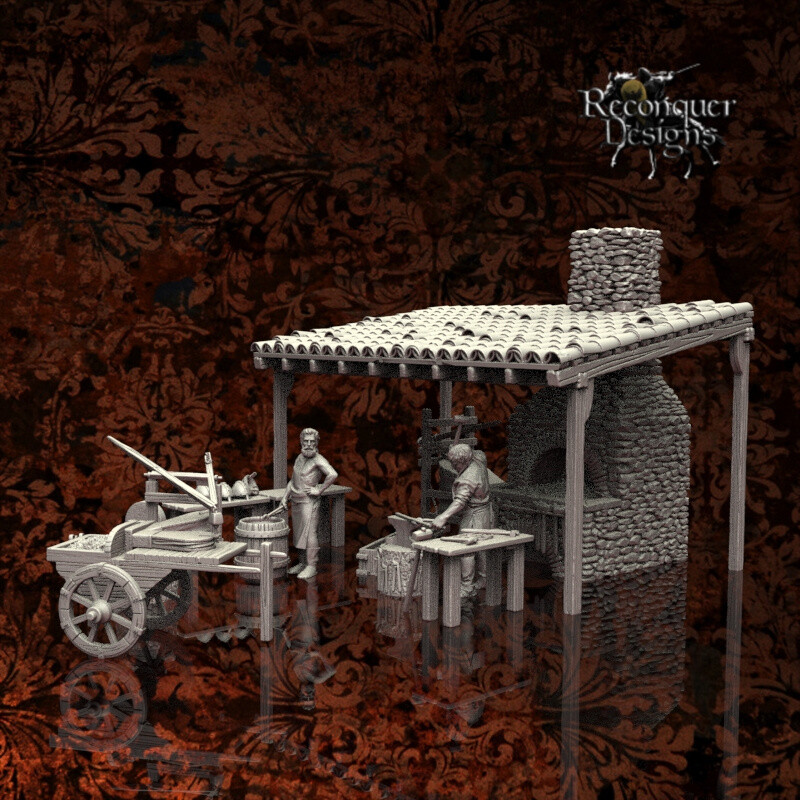 Reconquer Designs Miniatures Medieval Blacksmith Scene | Terrain ...