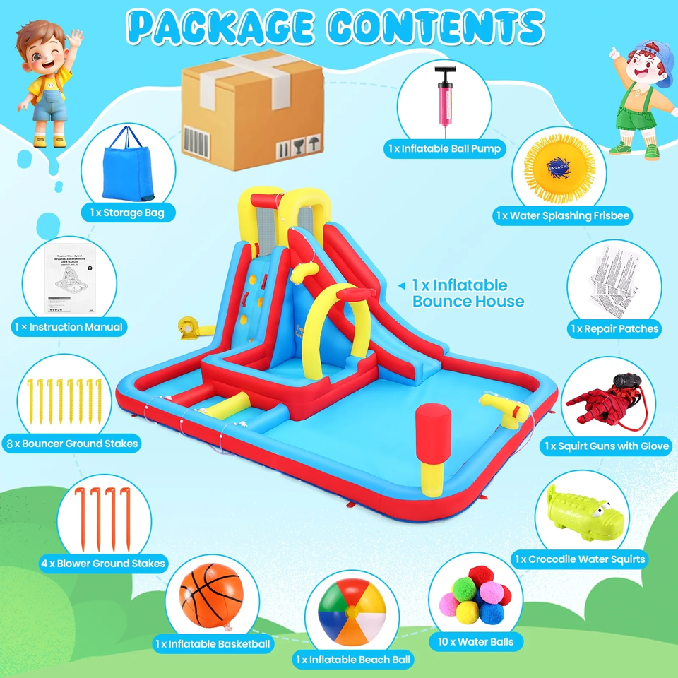 Inflatable Bounce House Water Bouncer Jumping Castle with 520W Air ...