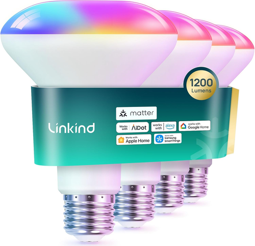 Matter Smart Light Bulb,1200Lm 85W BR30 Smart Flood Light Bulbs Work ...