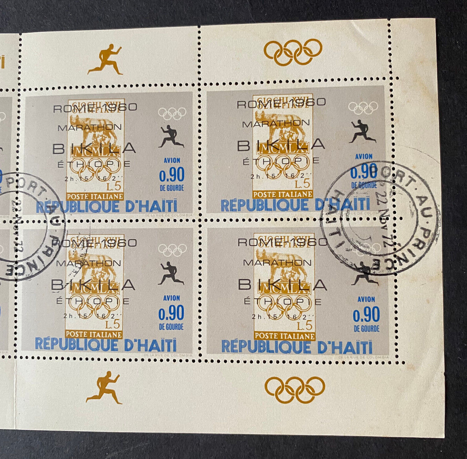 HAITI, Lot of 6 conmemorative Stamp Sheets, Olimpic Games Marathon ...