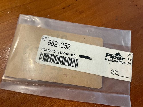 Genuine New Piper Aircraft OEM 582-532 Placard 69669-67 | eBay