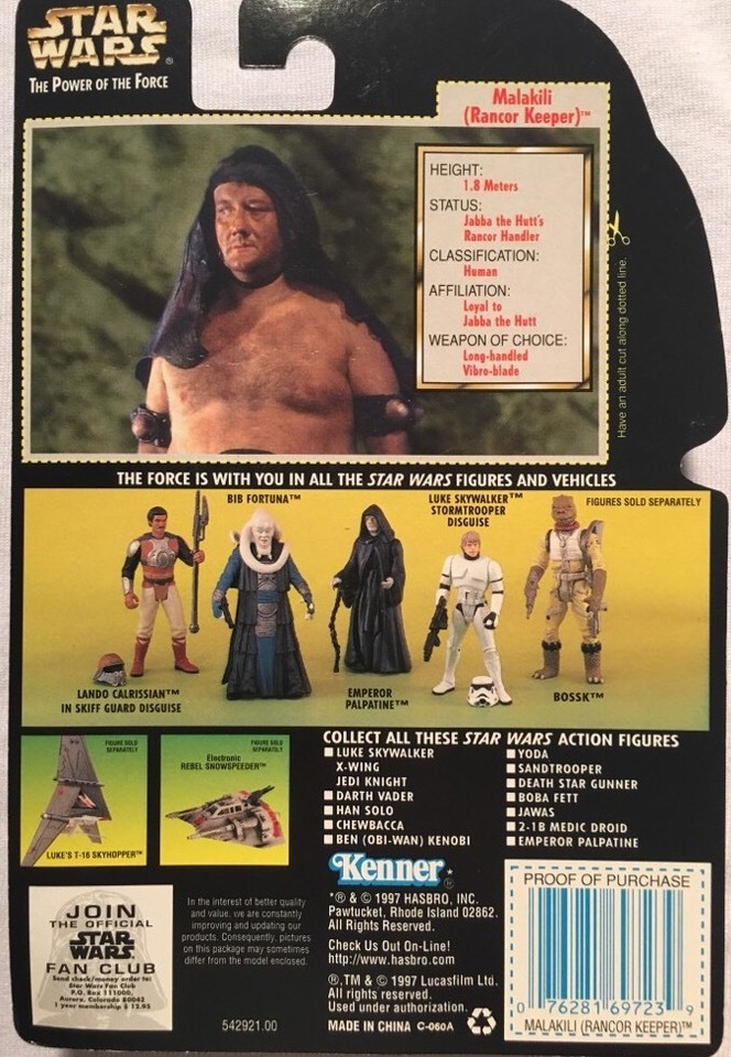 Star Wars The Power of the Force Malakili (Rancor Keeper) Kenner New ...