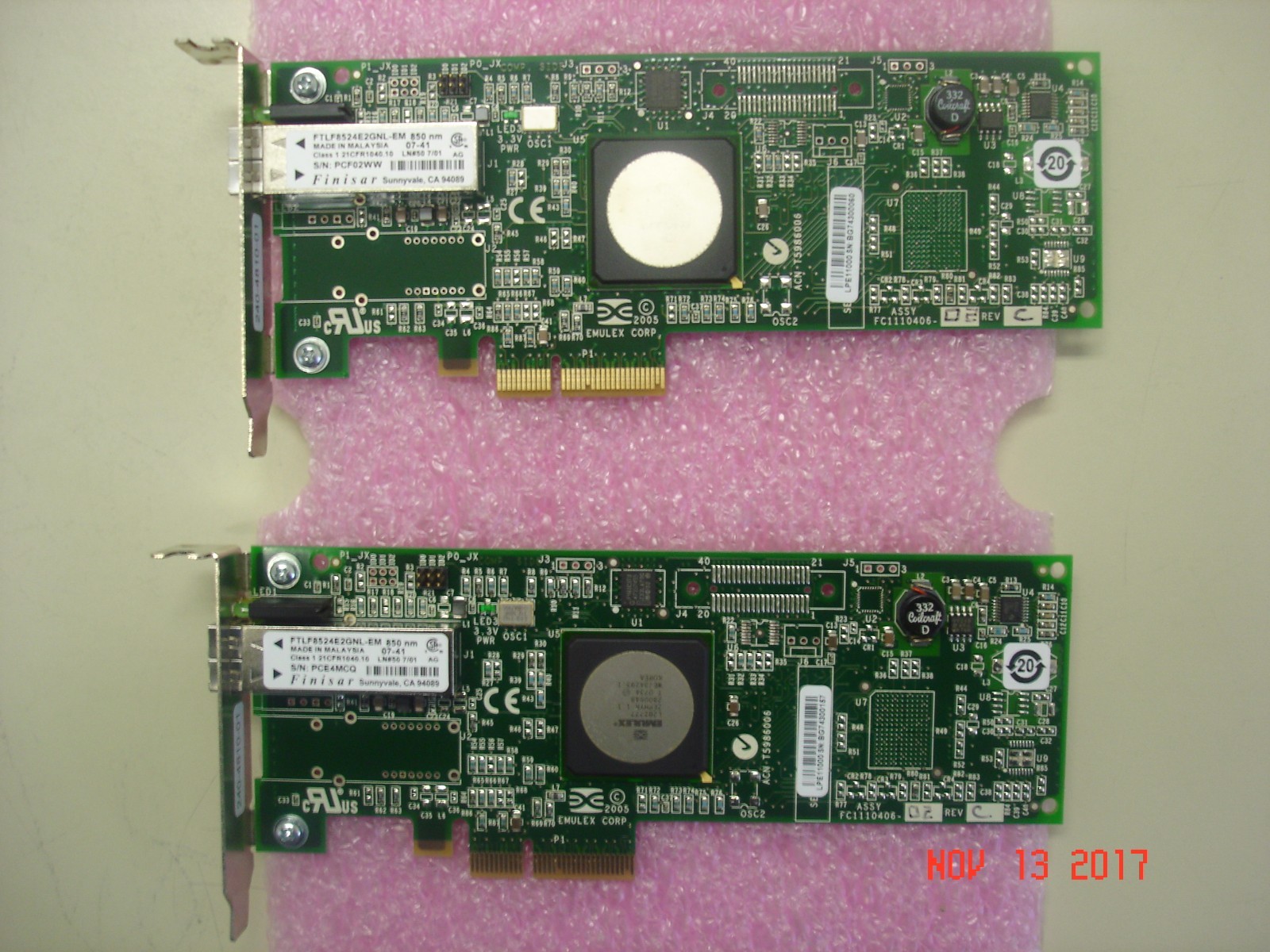 LOT OF 2 SUN 375-3396-01 SINGLE PORT 4GB PCI-E FC HBA MODULE ...
