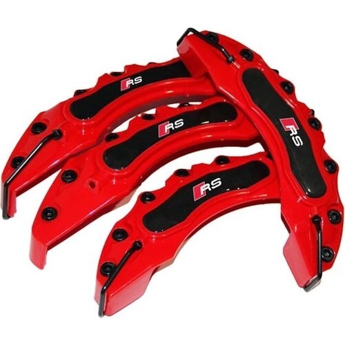 4x RS Brake Caliper Covers Red Disc Front Rear A3 A4 A6 A8 Q5 Q7 ...