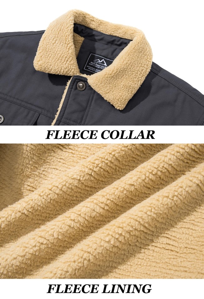 Men's Winter Jackets Sherpa Fleece Lined Cargo Casual Thick Warm Bomber ...