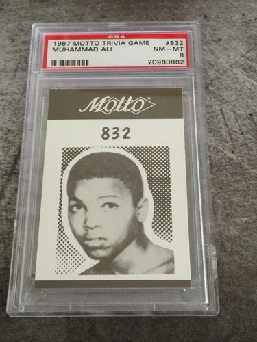 1987 Motto Trivia Game Muhammad Ali CASSIUS CLAY #832 PSA 8 NM-MT RARE ...