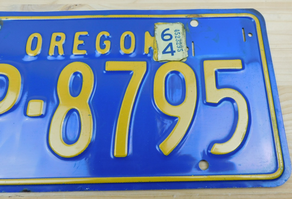 Vintage Original 1960's Oregon License Plate Tag # 2P-8795 W/ 1964 ...