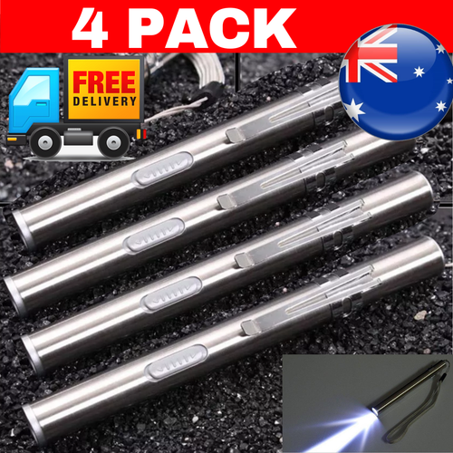 Flashlight Stainless Steel LED Torch Light Mini Pen MICRO USB ...