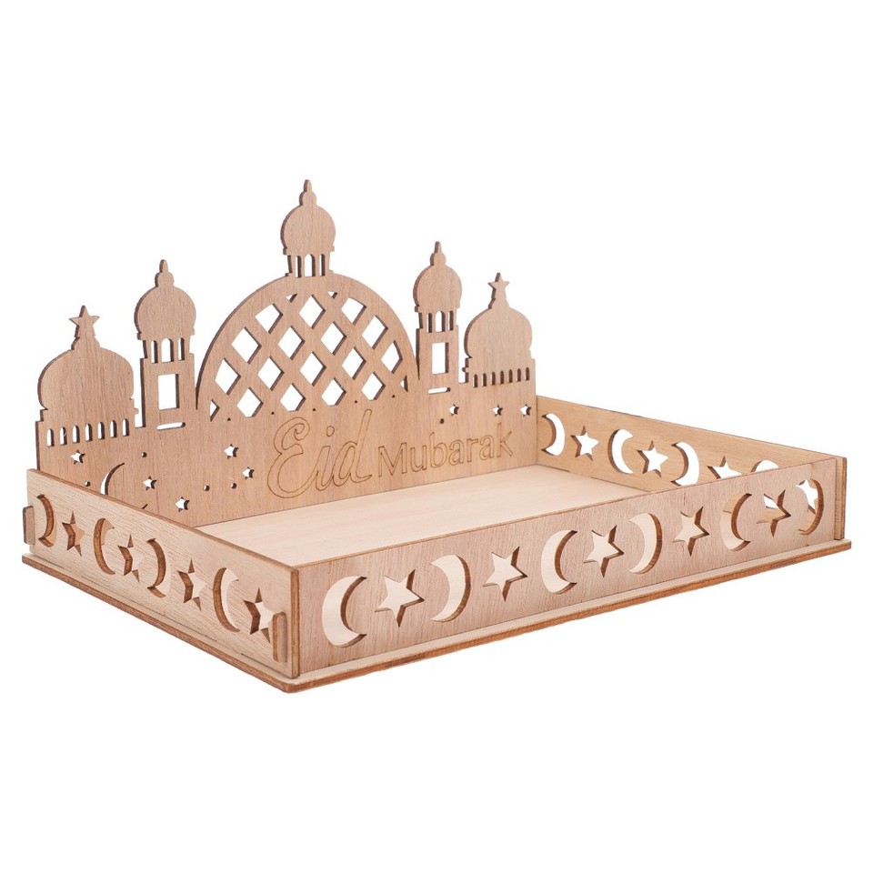 Eid Wooden Serving Tray: Decorative Table Centerpiece for Eid Mubarak ...
