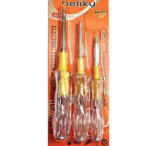3 Pc MULTI TESTER SCREWDRIVER CONTINUITY VOLTAGE RANGE MAIN ELECTRIC ...