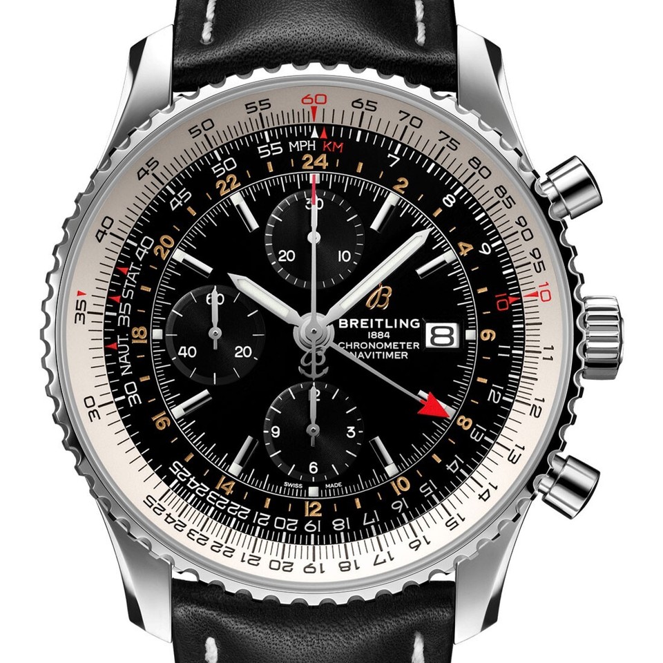 Breitling Navitimer World Chronograph GMT Stainless Steel Dual Timezone ...
