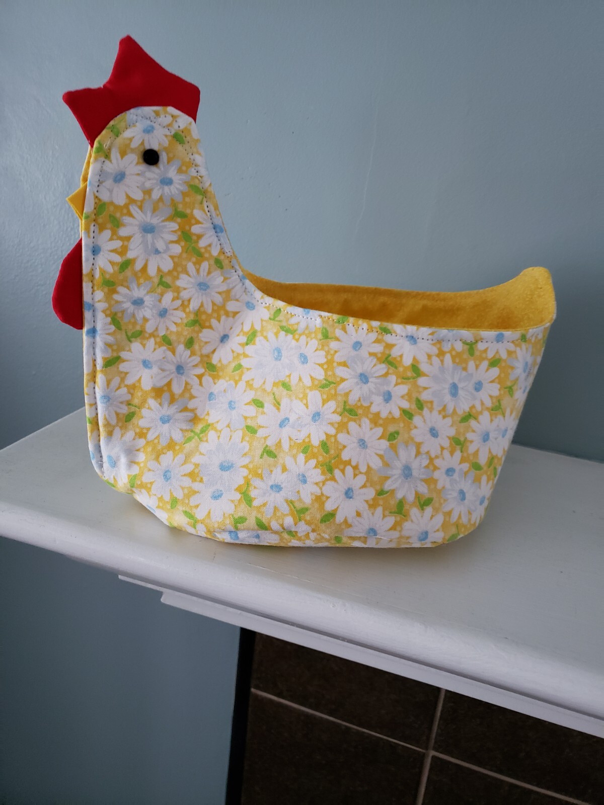 Chicken Easter Basket, handmade, Yellow Daisies | eBay