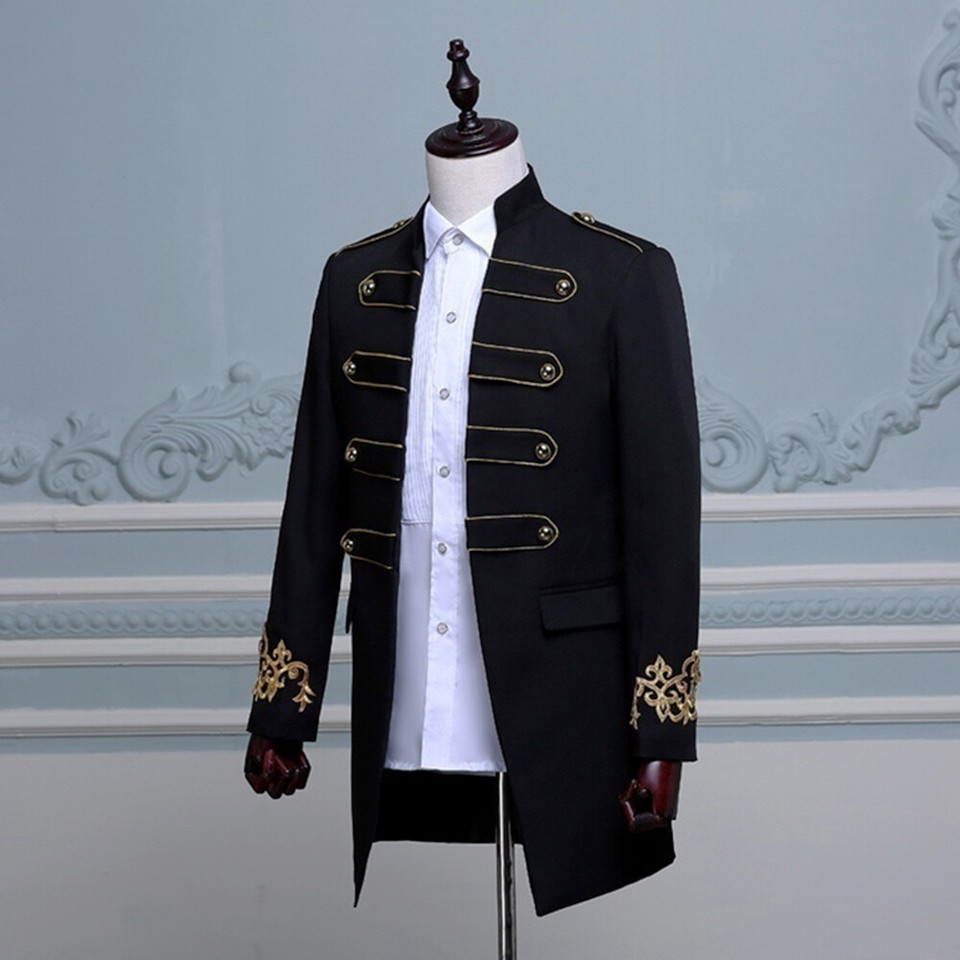Mens Tuxedo Longline Suit Jacket Blazer Mess Dress Wedding Costume Top ...