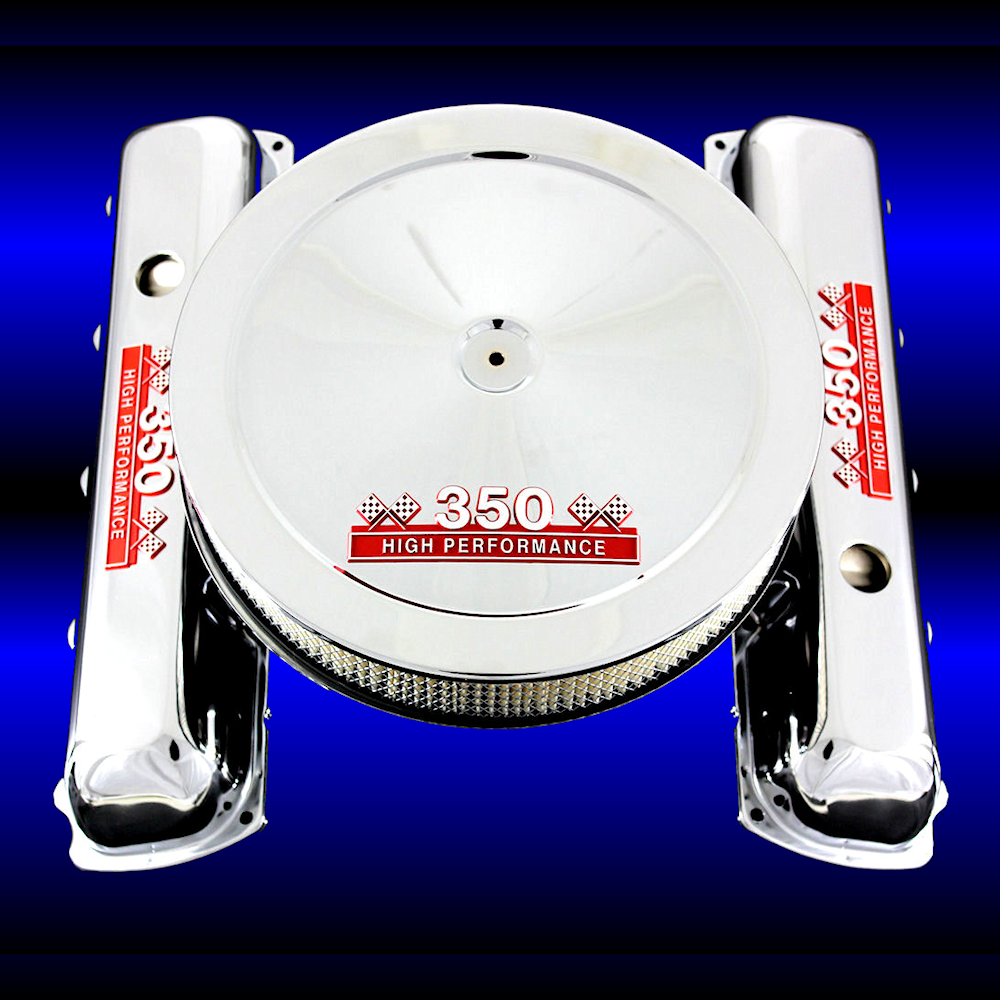Chrome Valve Covers and Air Cleaner Combo Fits Olds 350 Engines Red 350 ...