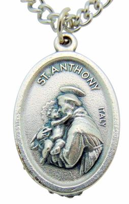 St Anthony Medal 3/4" L w/ 24" Stainless Steel Chain Made in Italy | eBay