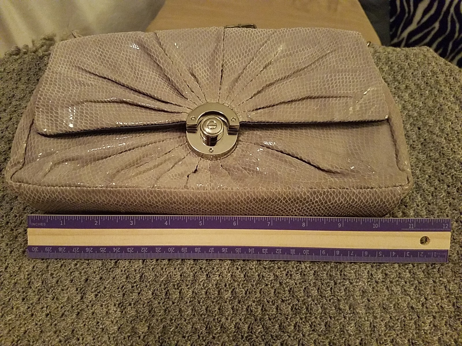 Tiffany And Fred Snake Skin Gray Leather Clutch / Sho… - Gem