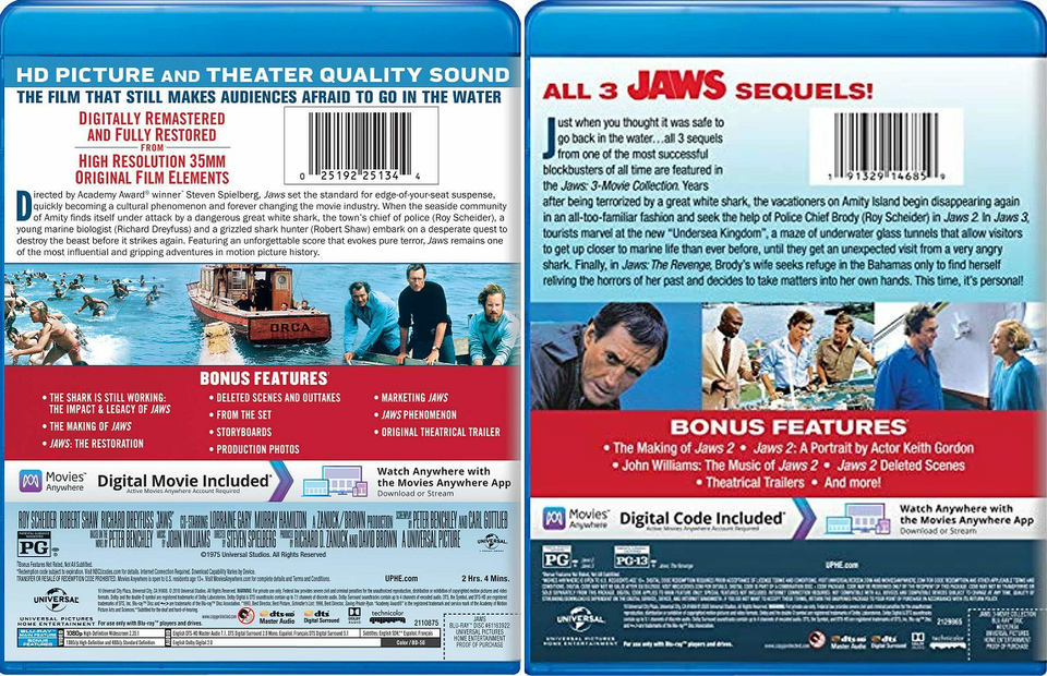 JAWS 4-Film Complete Collection Blu-ray BD 1 2 3 4 Movie Anthology *NEW ...