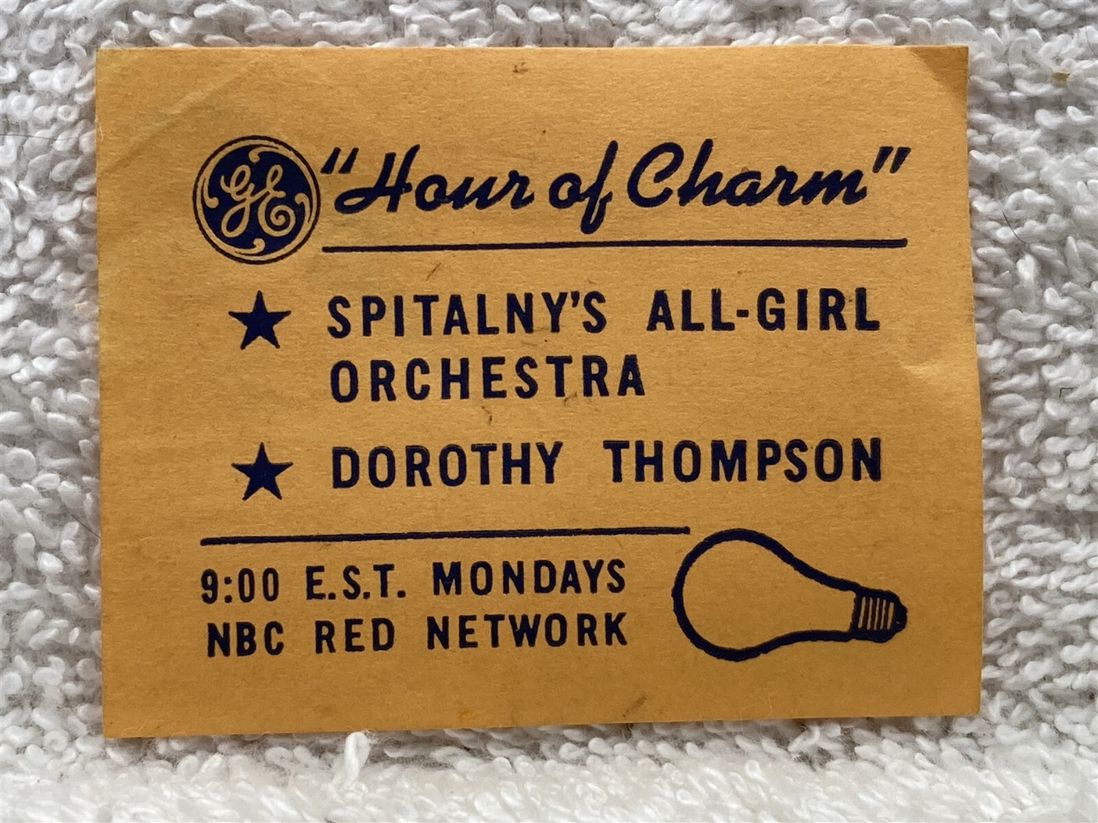1930s 1940s Hour of Charm NBC Radio Decal Spitalny's Orchestra Dorothy ...