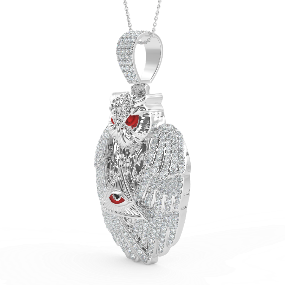 Real Moissanite Diamond Freemasonry Eye Masonic Owl 14K Gold Over ...