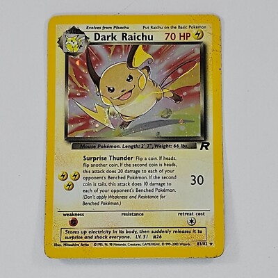 Pokémon Team Rocket Dark Raichu 83/82 Holo Secret Rare | eBay