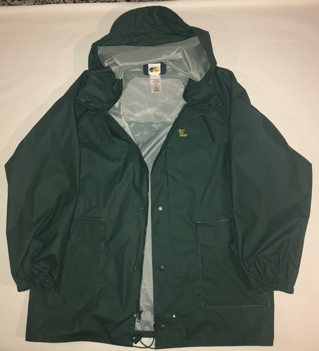 Bass Pro Shops Rain Jacket Size M Hooded PolyVinyl Nylon Inner Fishing ...