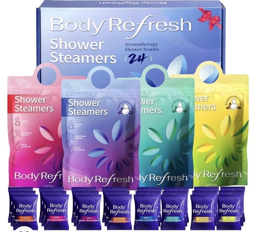 Body Refresh Shower Steamers Aromatherapy. Bath Bombs. 24 Count, 8 ...