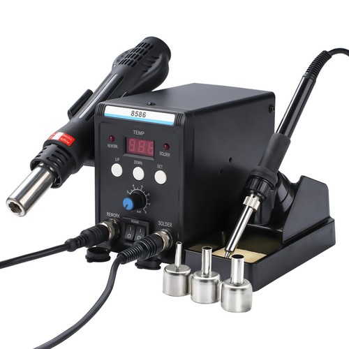 8586 Soldering Station, 2 in 1 Digital Display SMD Hot Air Rework ...