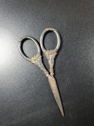 Vintage Sterling Silver Ornate Handle Sewing Scissors Crawford | eBay