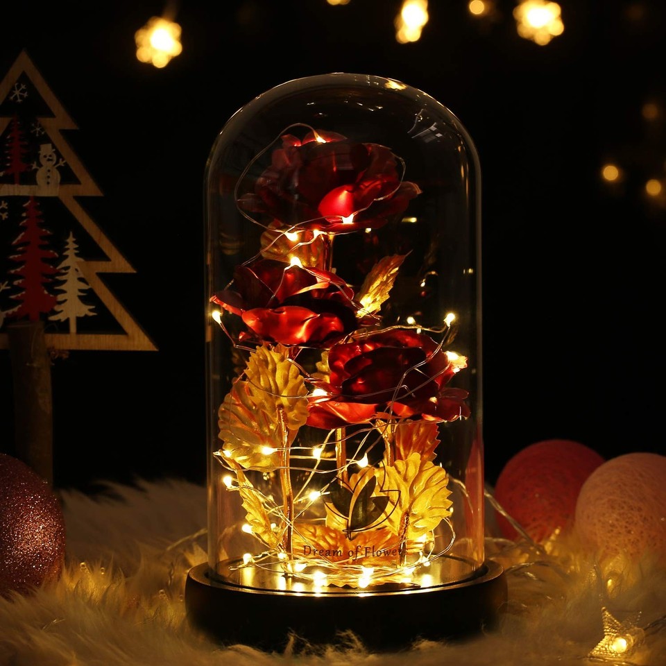 Beauty and The Beast Rose,Preserved Flowers Bouquets Gifts,Light Up ...