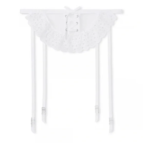 Victorias Secret Dream Angels Sexy Eyelet Lace Garter Belt Skirt White ...