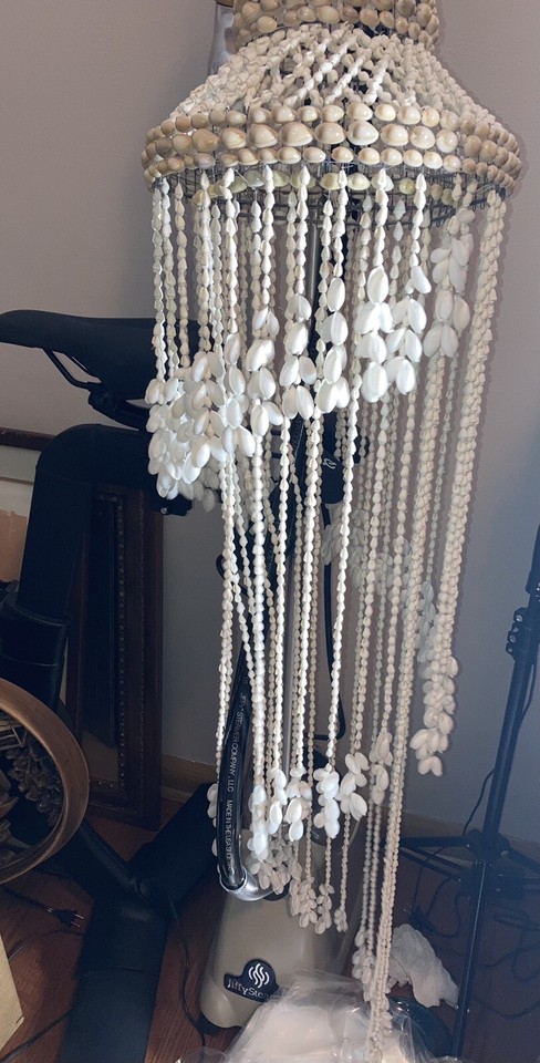 Chula Shell Chandelier 53” Wind Chime Hang Gorgeous Wire Fishing Line ...