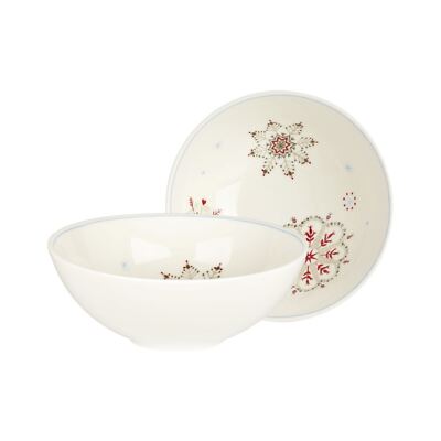 Cerial Bow Christmas Winter Snowflake Porcelain Red White Crockery ...