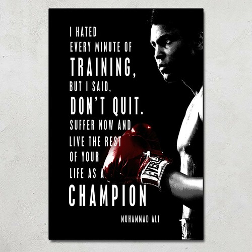 Champion Muhammad Ali Motivational Quote Don't Quit GYM Workout Poster ...