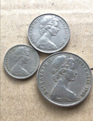 ⚡1968 Australian 20 Cent, 10 Cent, 5 Cent Coin Set Of 3, RARE 🇦🇺 FREE ...