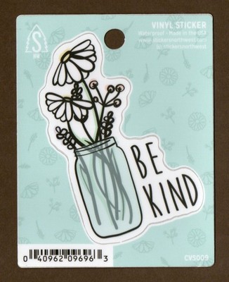 Be Kind Vinyl Sticker/Decal, Daisies/Wildflowers in Jar, 3.75" | eBay