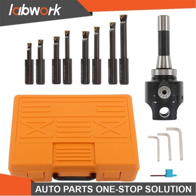 Labwork 3 inch Boring head R8 Shank + 8pcs Indexable 3/4 inch Boring ...